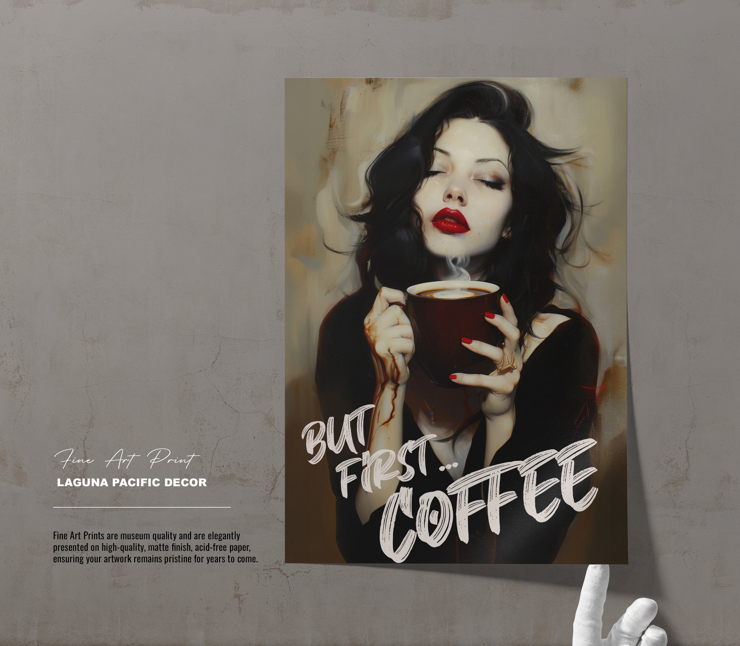 But First Coffee Coffee Art Painting Gothic Aesthetic Room Decor ...