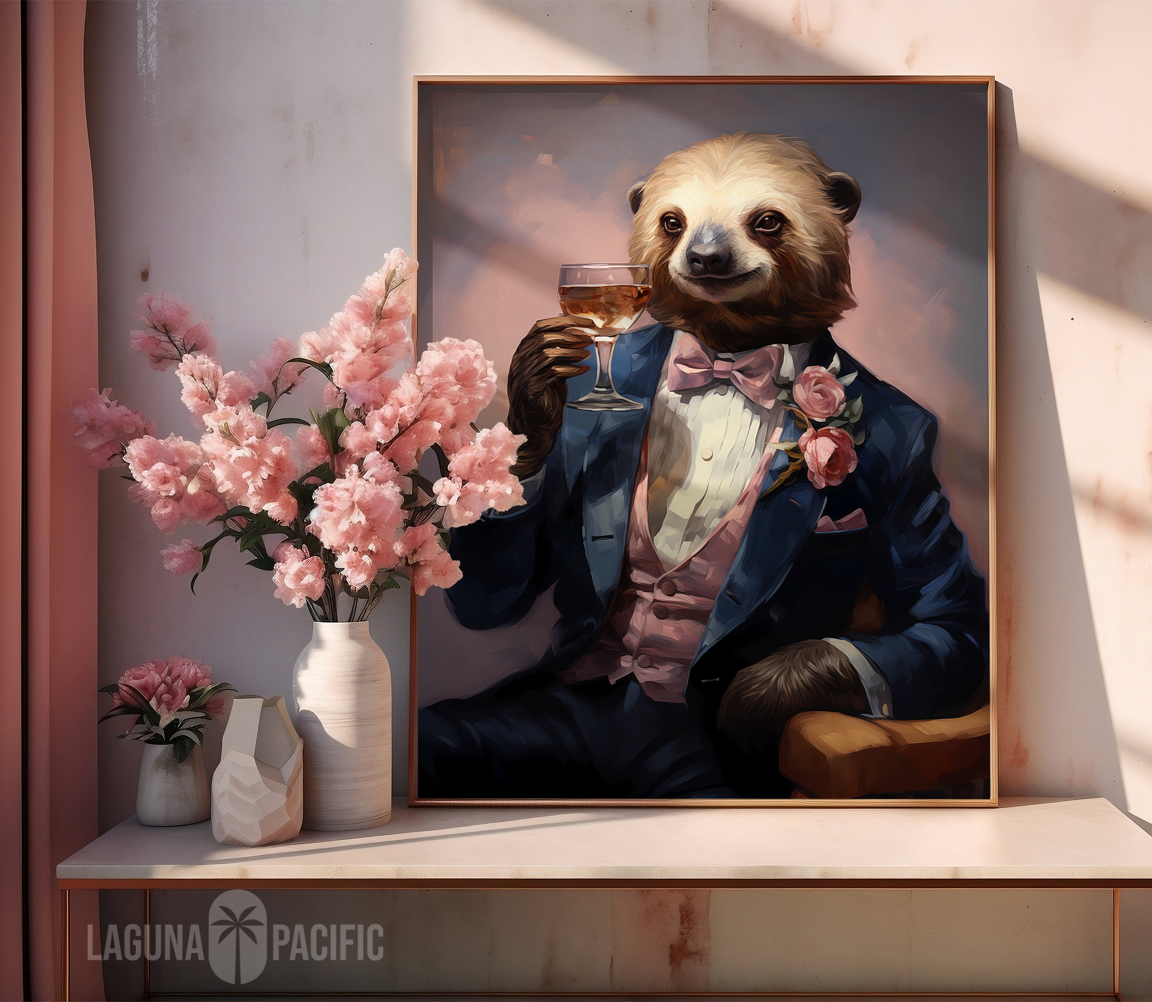 Victorian Gothic Sloth With Cocktail Art Anthropomorphic Art Trendy ...