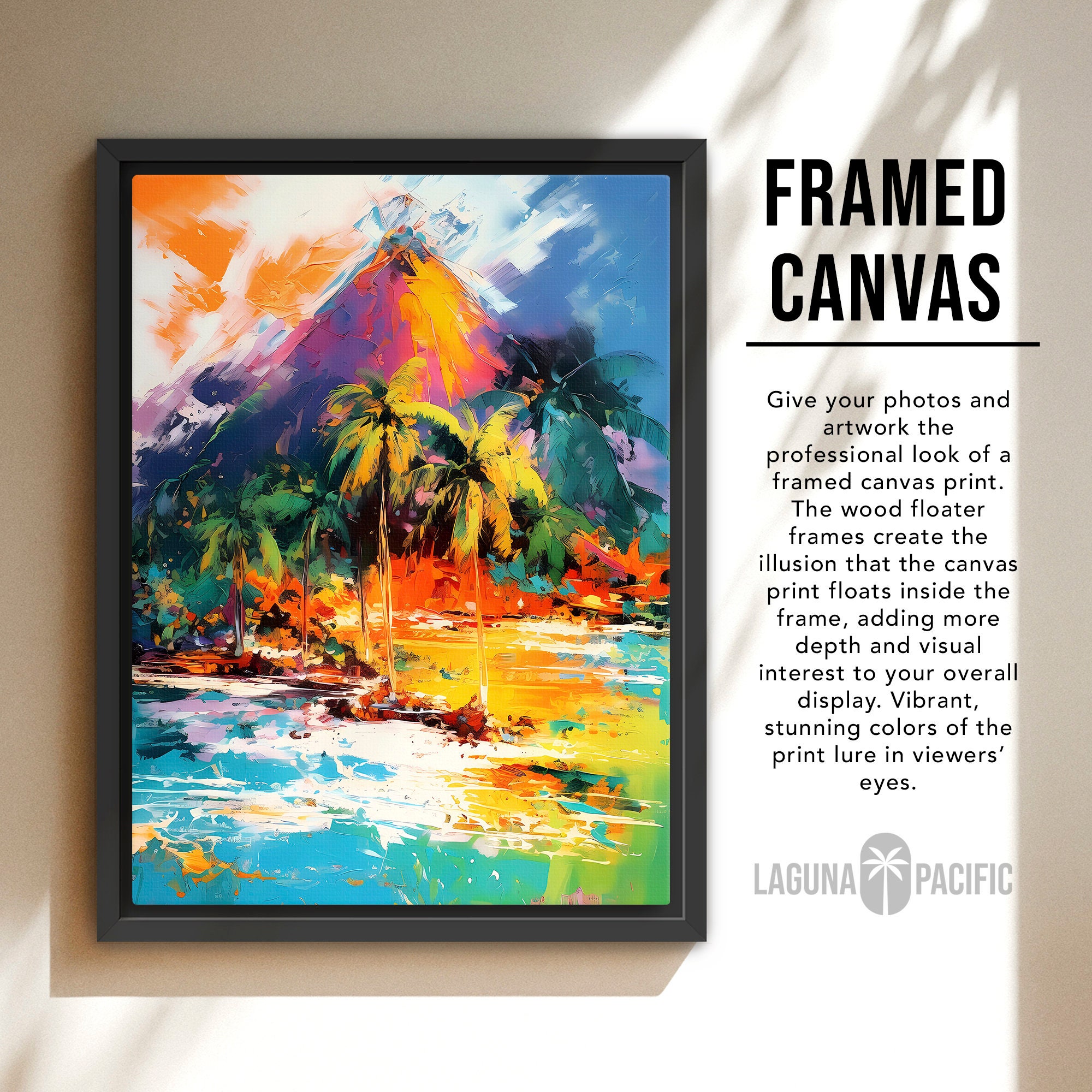 Tropical Island Impressionist Style Painting, South Pacific Island ...