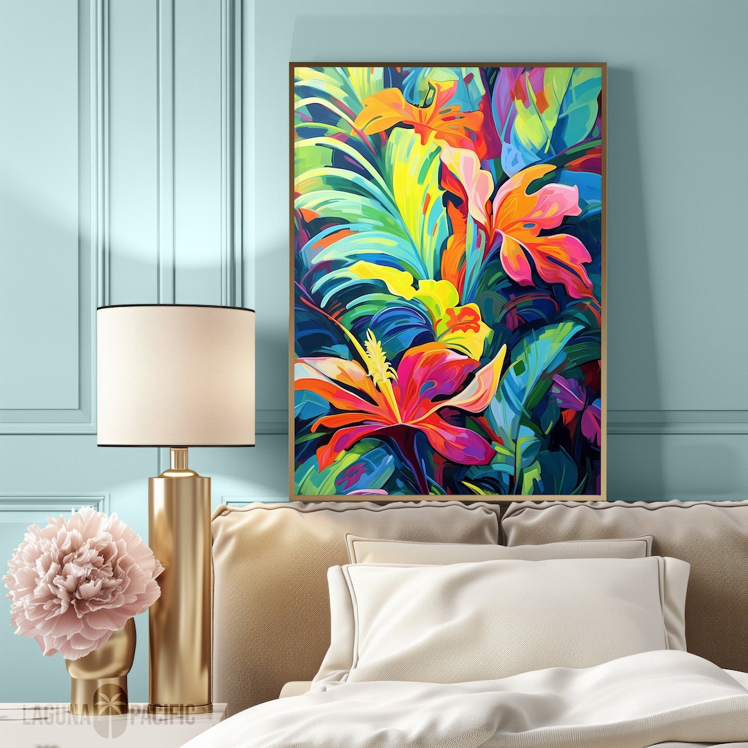 Hawaiian Flowers Art Print - Vibrant Tropical Wall Art for Living Room ...