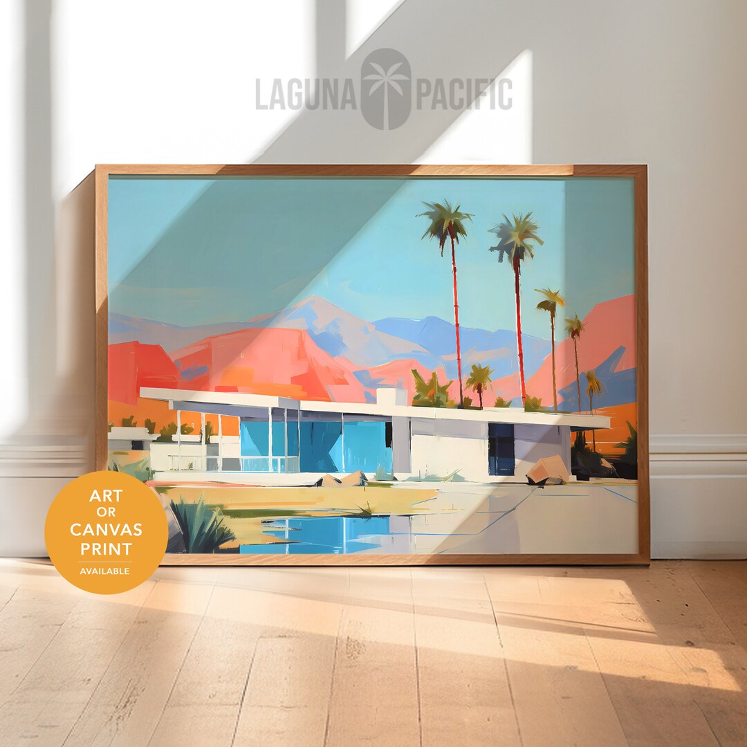 Palm Springs Architecture Art Print | Retro Mid Century Modern Canvas ...