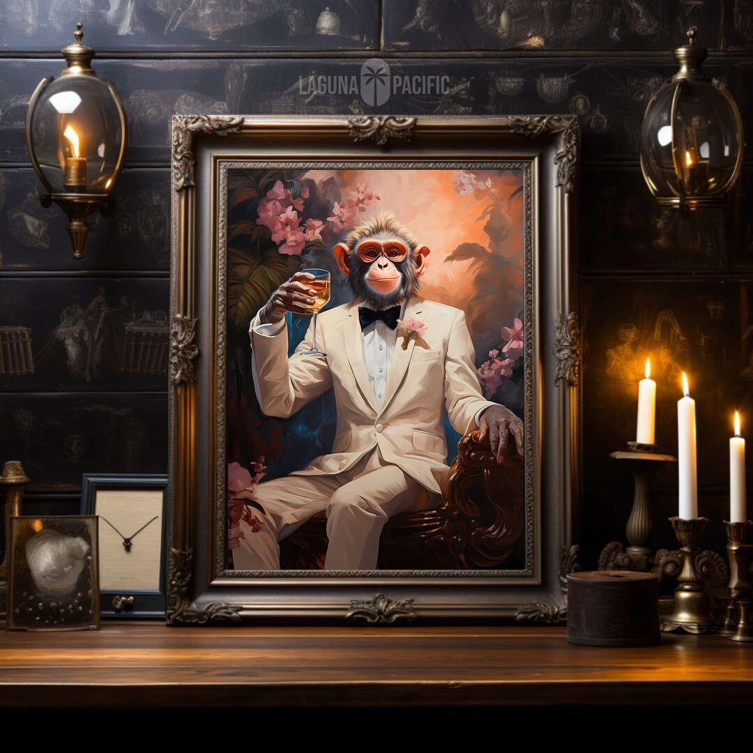 Chic Monkey Cocktail Art | Retro Home Bar Wall Art | Trendy Wall Art ...