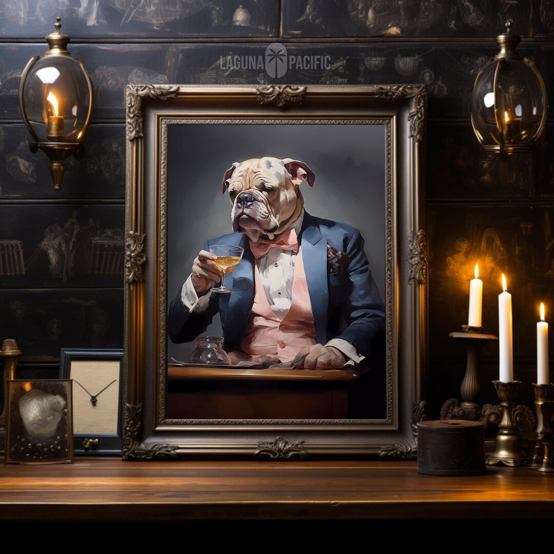 Victorian Dapper Dog With Cocktail Art | Anthropomorphic Art | Dark ...