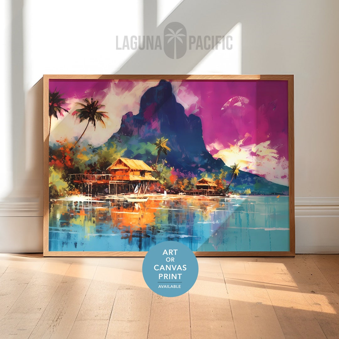 Tropical Island Impressionist Style Painting, Fantasy Island Canvas Art ...