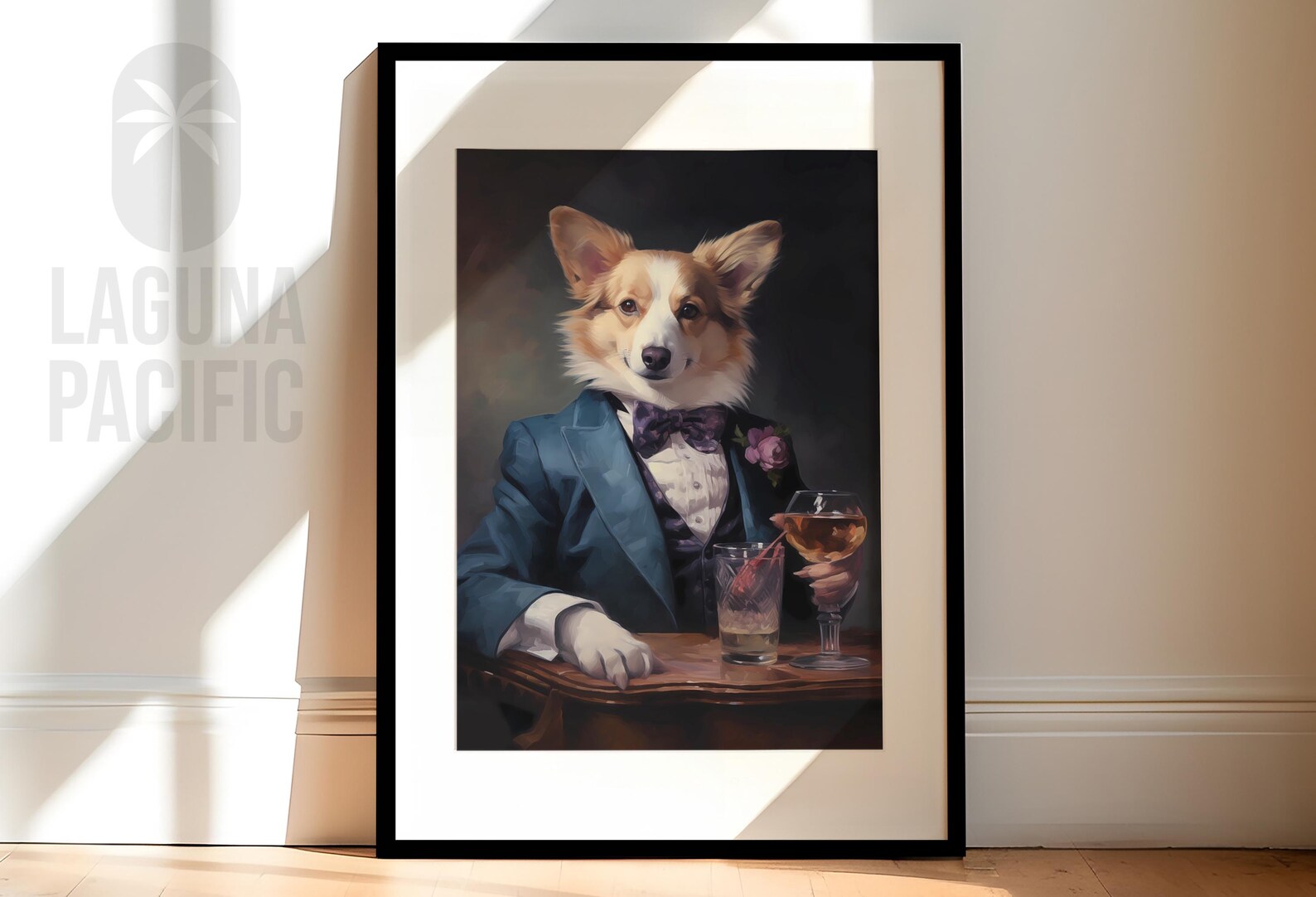 Victorian Dapper Dog With Cocktail Art | Anthropomorphic Art | Corgi ...