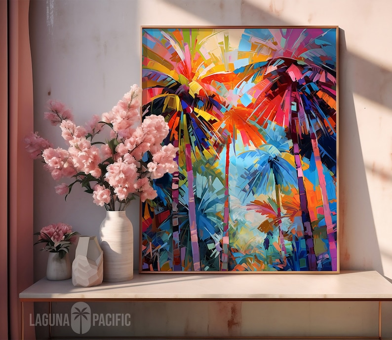 Island Palm Trees Pop Art Print, Botanical Wall Art, Unique Beach Decor ...