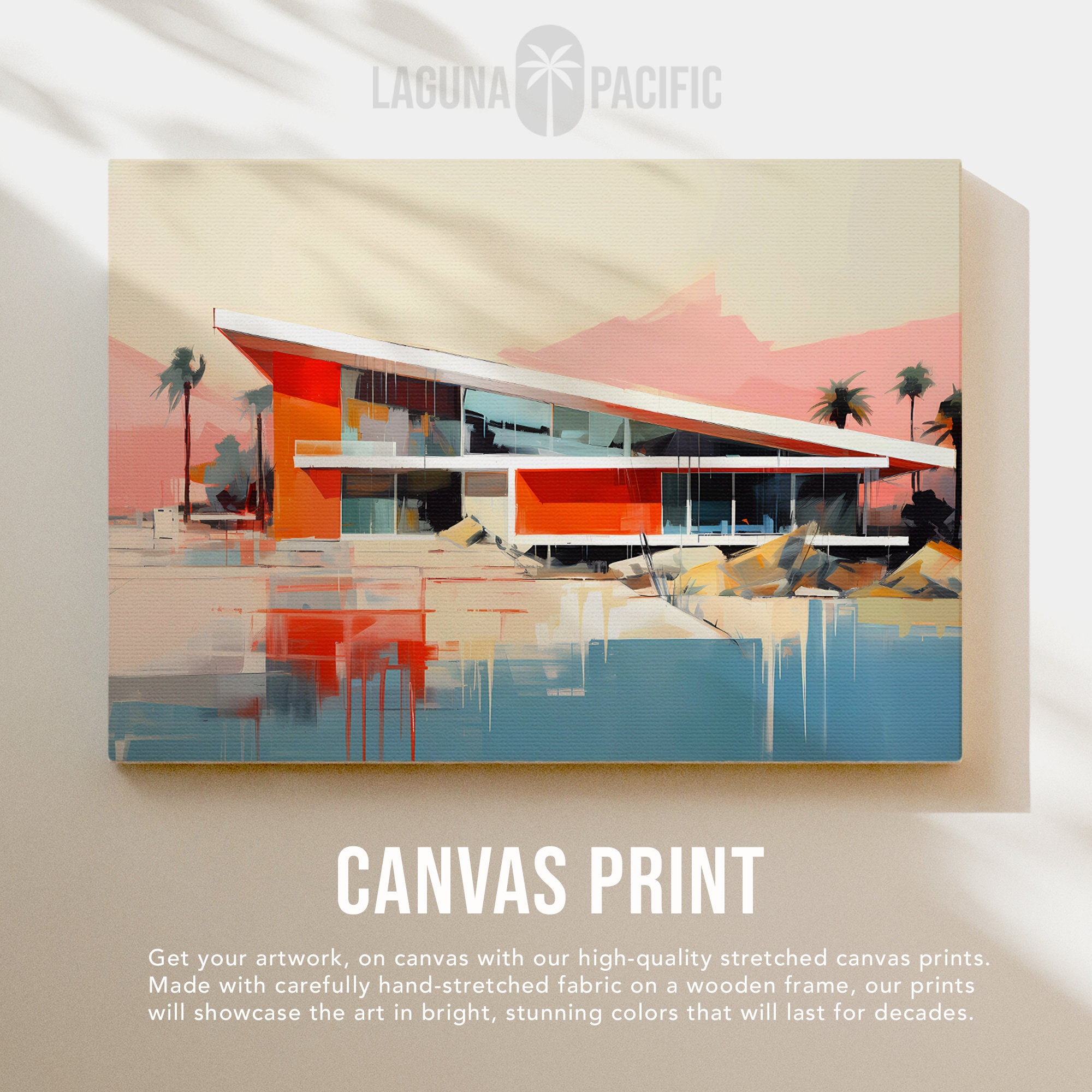 Palm Springs MCM Art Print | Retro Mid Century Modern Canvas | Vintage ...