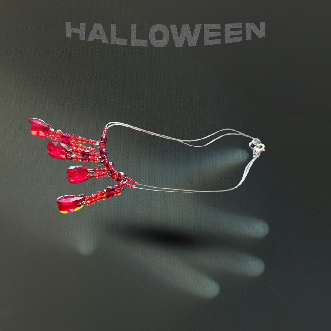 Blood Drop Choker Halloween | Blood Drop Effect, Scary Accessory ...