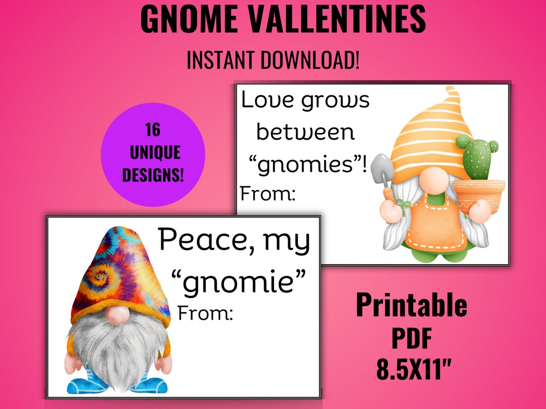 Printable Gnome Valentine Cards for Friends Valentine Cards for ...