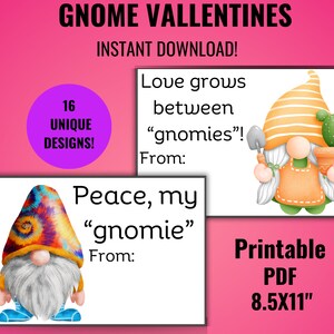 Printable Gnome Valentine Cards for Friends Valentine Cards for ...
