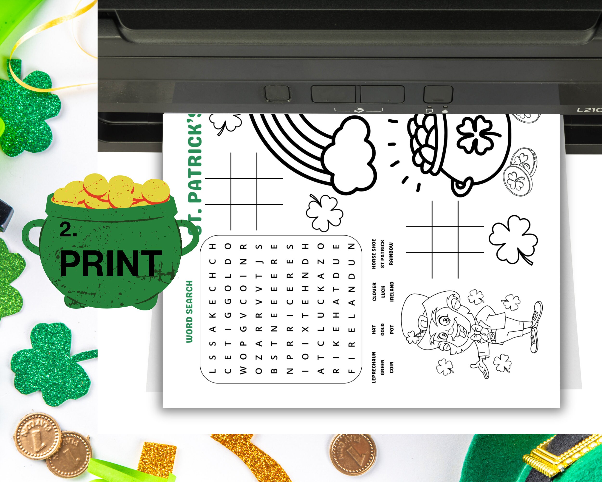 Printable St. Patrick's Day Kid Puzzle Game/coloring Page Activity ...