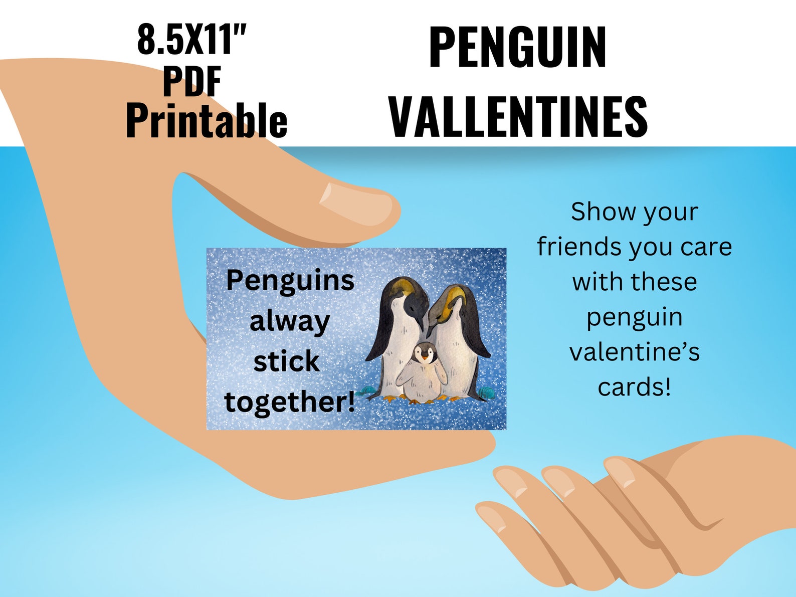 Printable Penguin Valentine Card for Children to Exchange With Frinends ...
