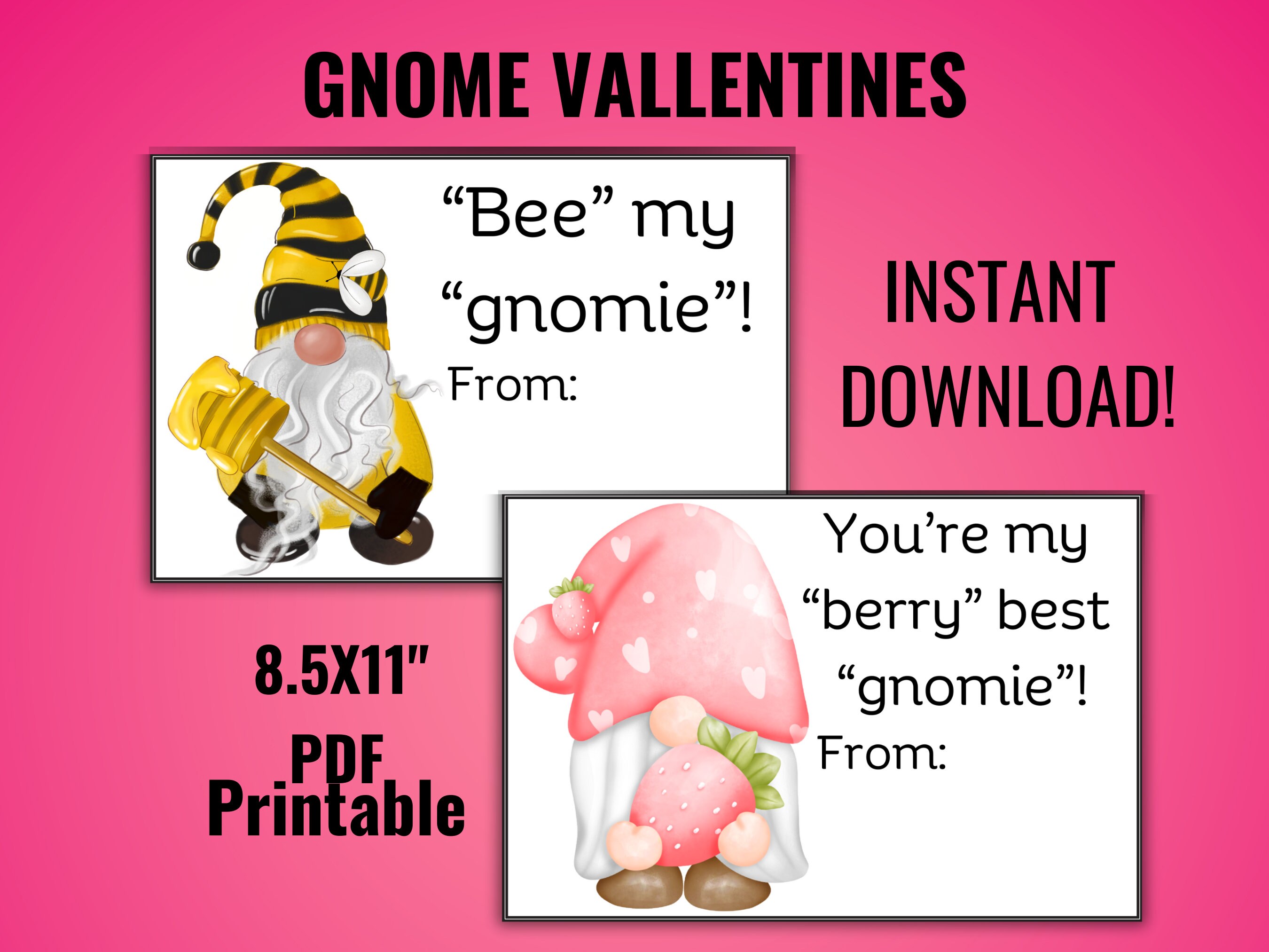 Printable Gnome Valentine Cards for Friends Valentine Cards for ...