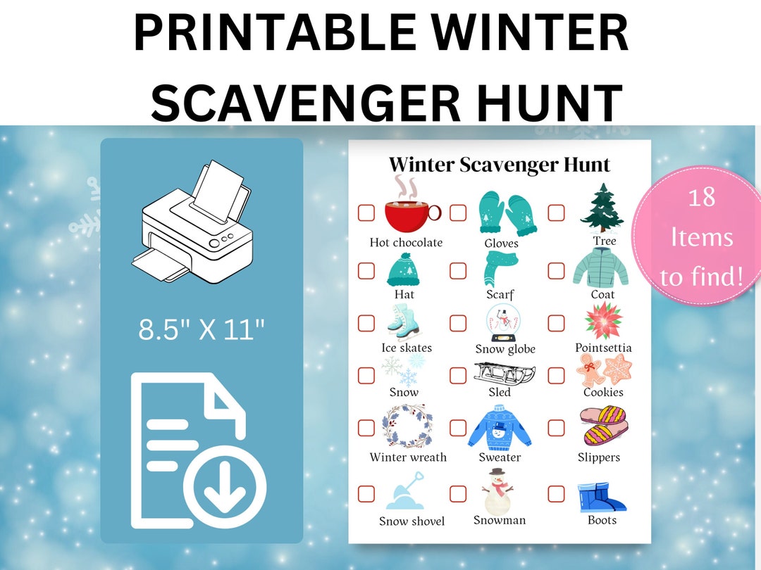 Winter Scavenger Hunt, Preschool Game , Toddler Activity - Etsy