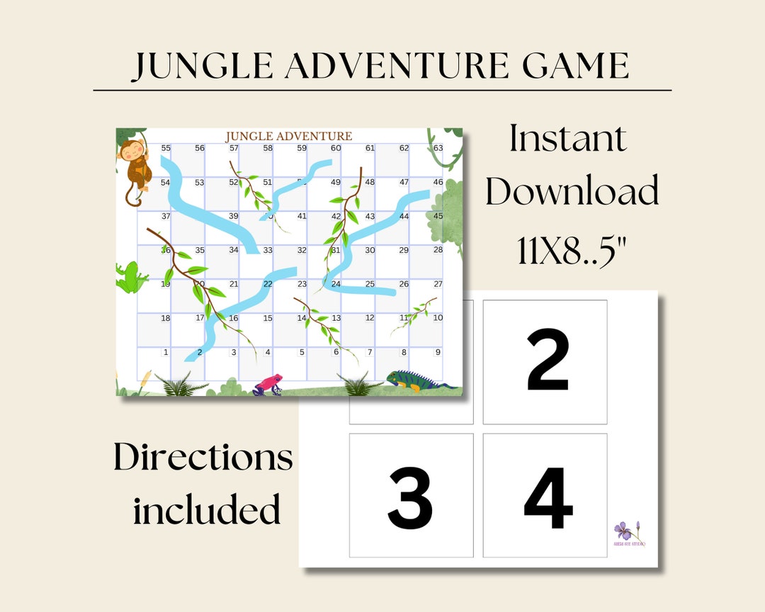 Jungle Adventure Game, Printable, Board Game, Fun Family Game, Kids ...