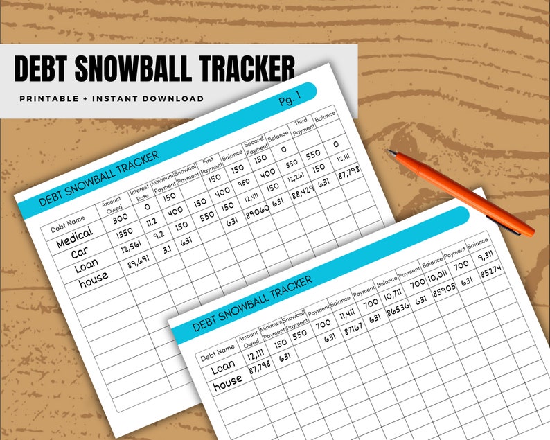 Debt Snowball Tracker Bundle, Debt Free, Debt Payoff Planner, Printable Debt Chart, Financial ...