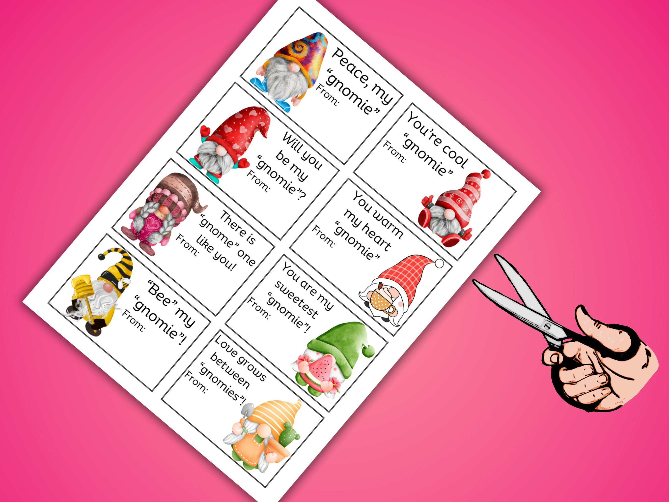 Printable Gnome Valentine Cards for Friends Valentine Cards for ...