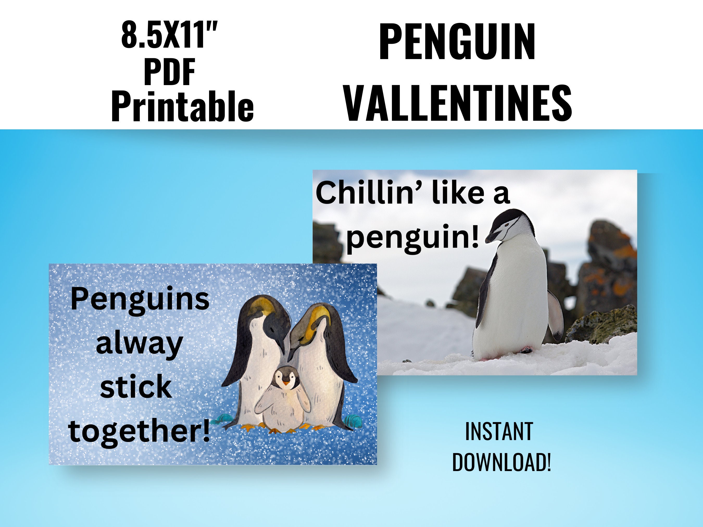 Printable Penguin Valentine Card for Children to Exchange With Frinends ...