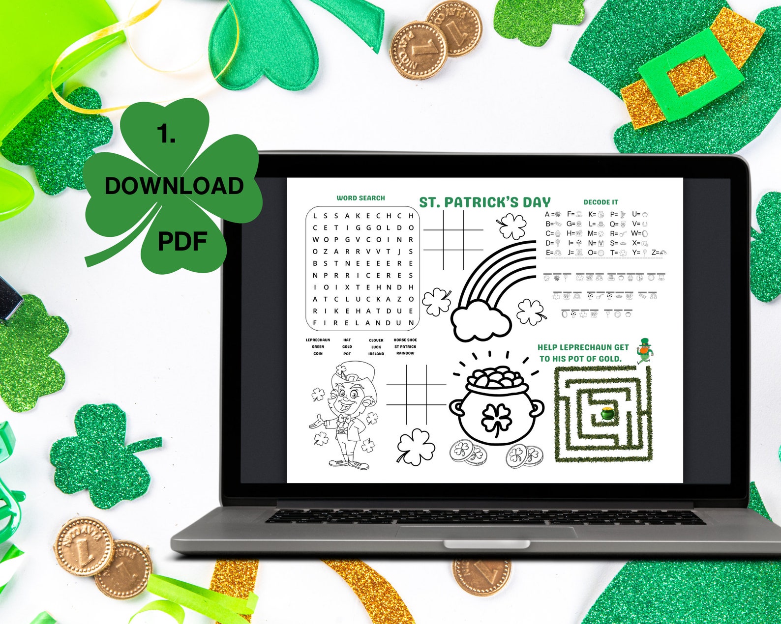 Printable St. Patrick's Day Kid Puzzle Game/coloring Page Activity ...
