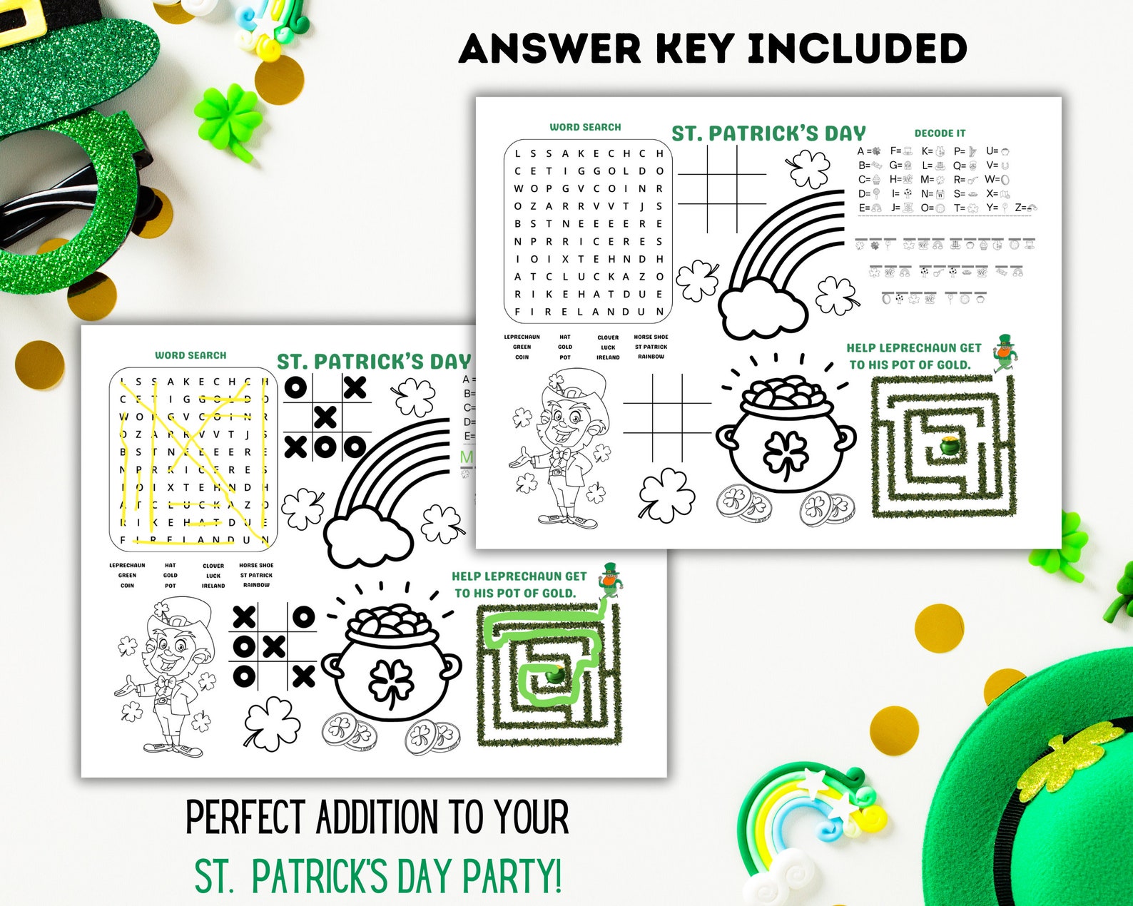 Printable St. Patrick's Day Kid Puzzle Game/coloring Page Activity ...