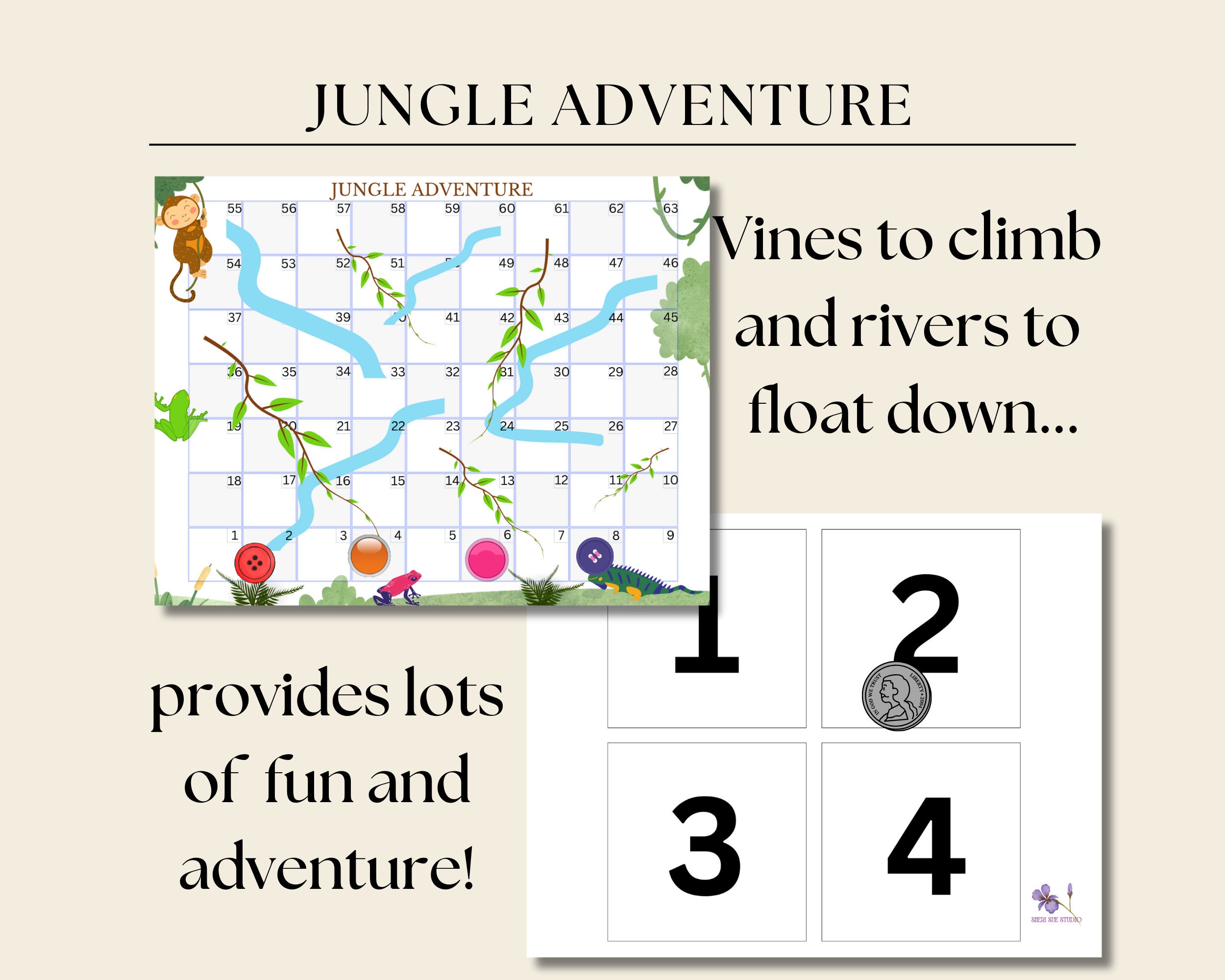 Jungle Adventure Game, Printable, Board Game, Fun Family Game, Kids ...