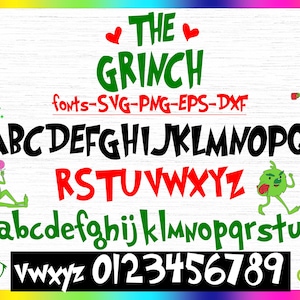 Green Font Bundle,grinch Font Svg Png,christmas Holiday Fonts,png Fonts ...