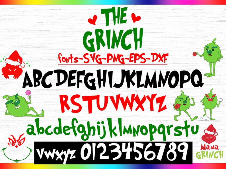 Green Font Bundle,grinch Font Svg Png,christmas Holiday Fonts,png Fonts ...