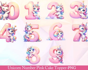 0 to 9 Unicorn Numbers Clipart Birthday,rainbow Unicorn Clipart ...