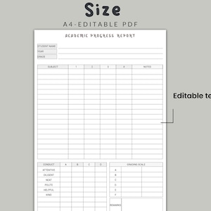 Academic Progress Report Printable and Editable, Academic Performance ...