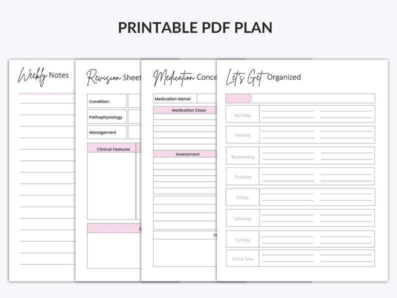 Nursing School Planner: Printable Student Nurse Organizer (PDF) - Etsy
