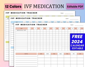 IVF Medication Tracker, Editable IVF Medication Schedule, Editable Ivf ...