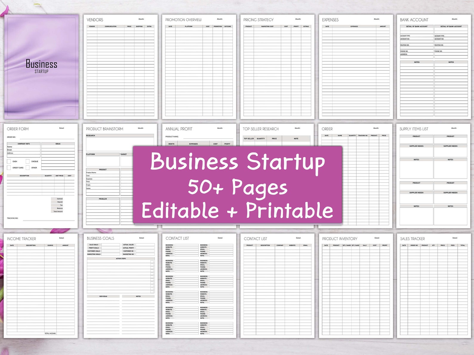 Business Startup Planner: 50+ Pages, Editable & Printable (PDF) - Etsy