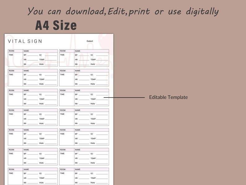 Comprehensive Vital Sign Chart: Health Monitoring Log (A4 PDF) - Etsy