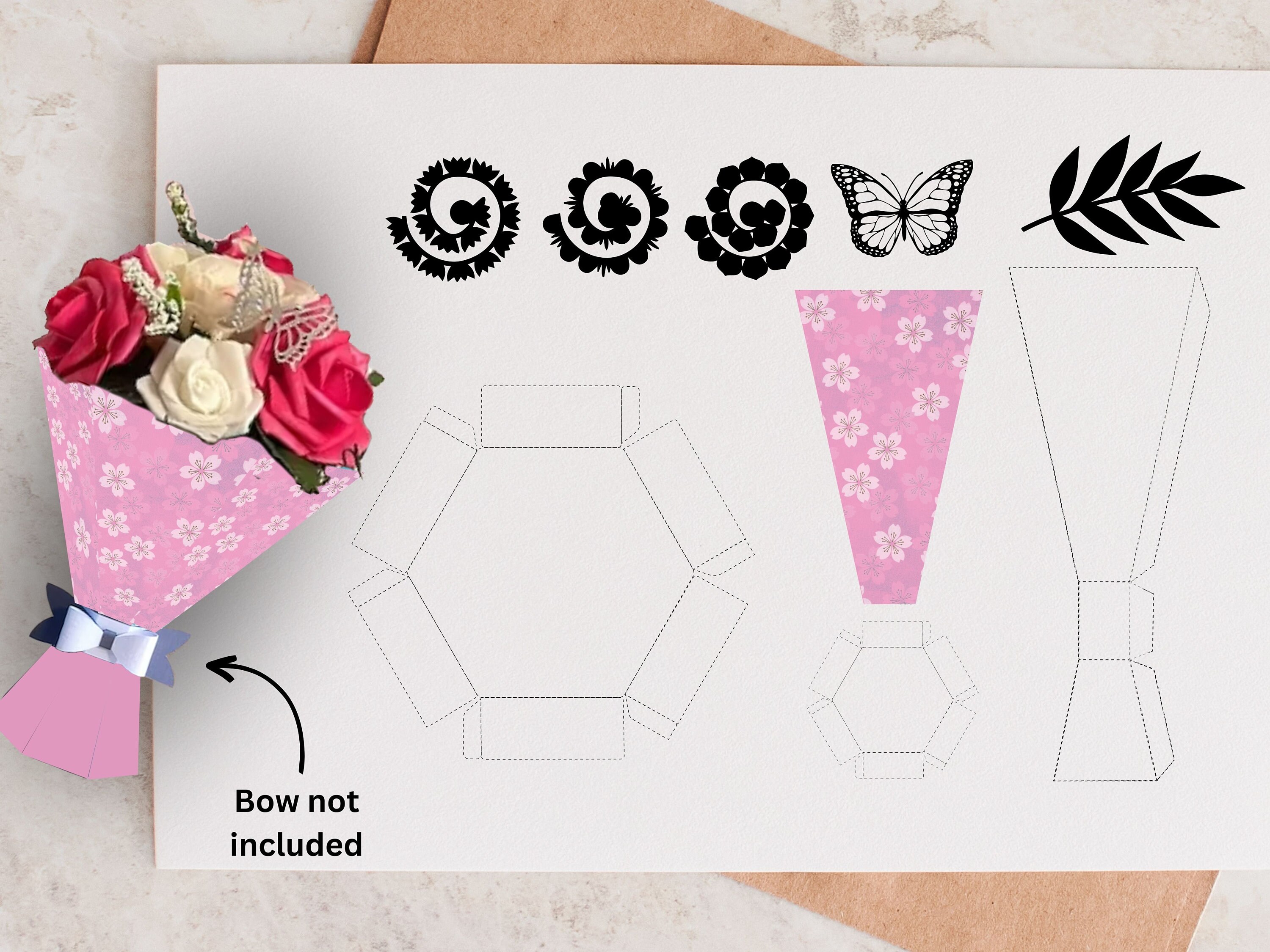 Paper Flower Bouquet SVG Vase Template (digital Download) - Etsy