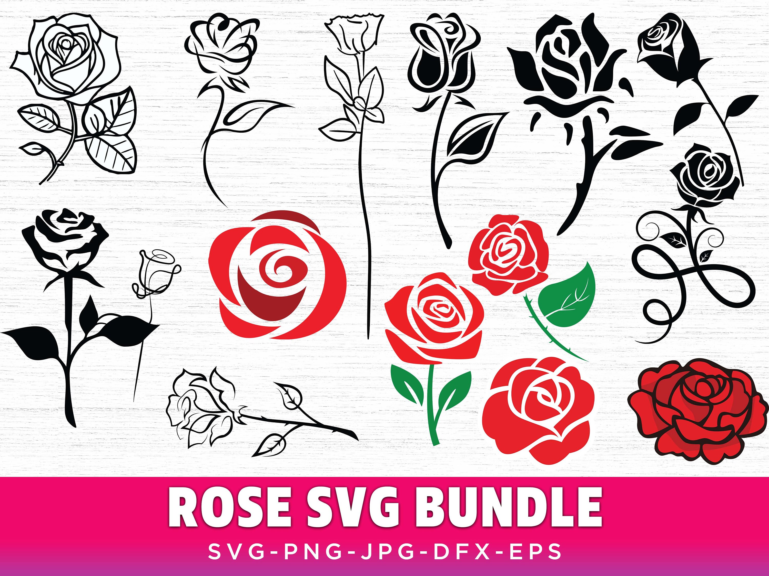 ROSE SVG Bundle Rose Svg Rose Clipart Rose Cut File Roses - Etsy