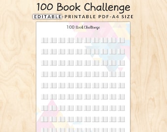 Editable Printable 100 Book Reading Challenge, 100 Book Challenge ...
