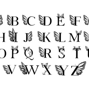 Butterfly Monogram Alphabet: 26 Cut Files for Cricut, Silhouette (SVG ...