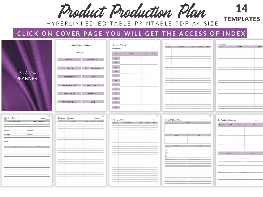 Product Planner Printable: Production Plan Template (A4 Editable PDF ...