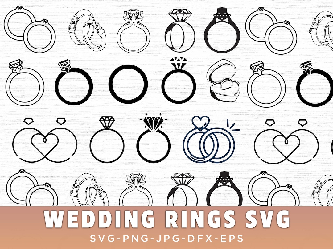 Wedding Ring SVG Bundle, Wedding Svg, Diamond Ring Svg, Engagement Ring ...