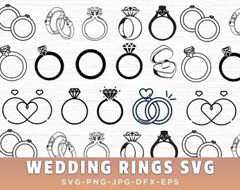 Wedding Ring SVG Bundle, Wedding Ring SVG Cut Files for Cricut, Diamond ...