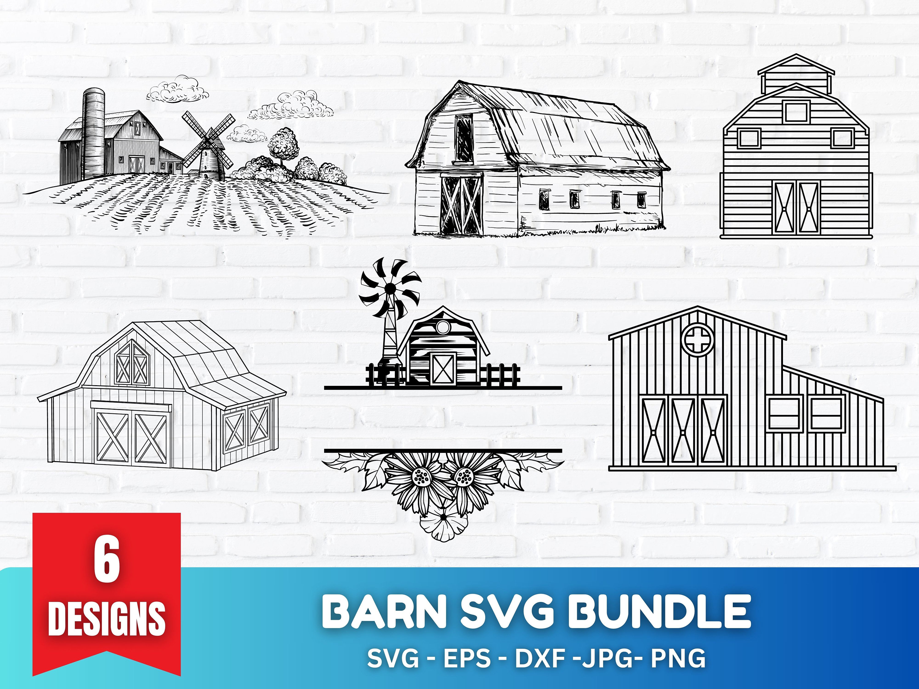 Barn Svg Bundle, Farming Svg, Farm Silhouette, Farm Clipart, Farmhouse ...