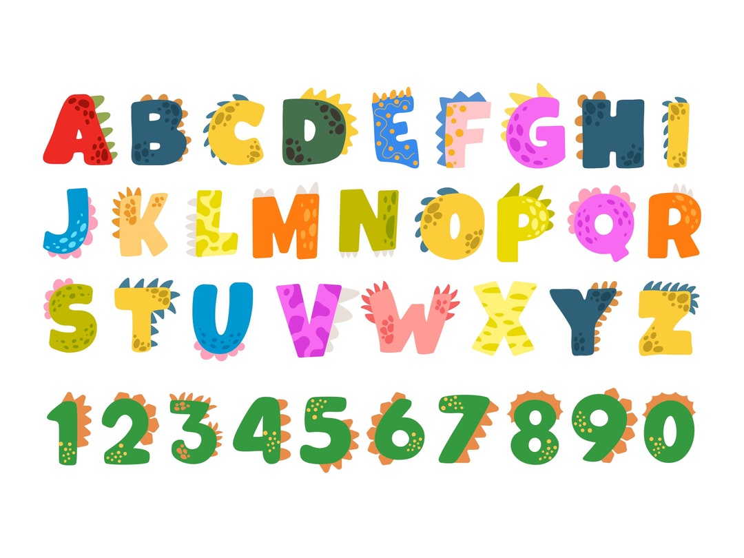 Dinosaur Font SVG: Dino Letters & Numbers, Cricut Cut Files (digital ...