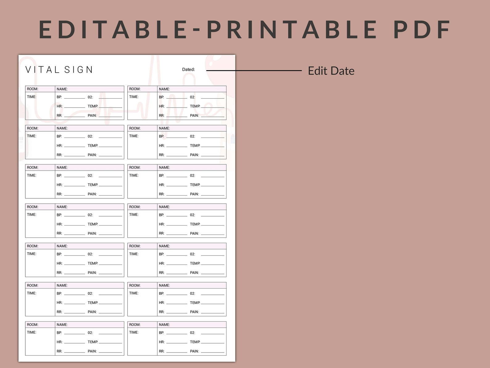 Comprehensive Vital Sign Chart: Health Monitoring Log (A4 PDF) - Etsy