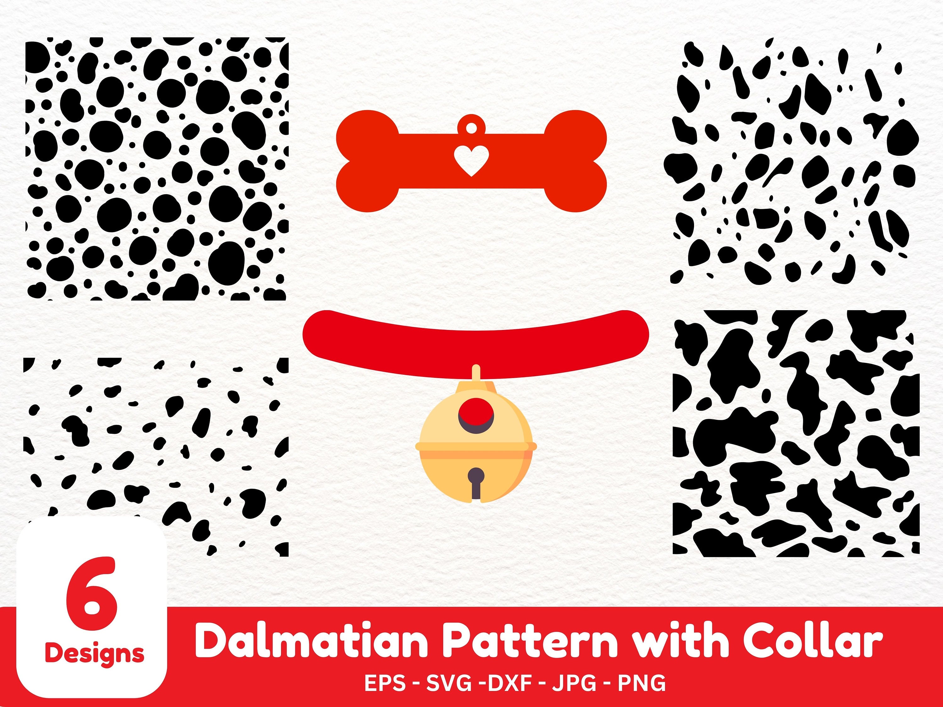 Dalmatian Spot Pattern With Collar SVG, Dalmatian SVG, Dalmatian ...