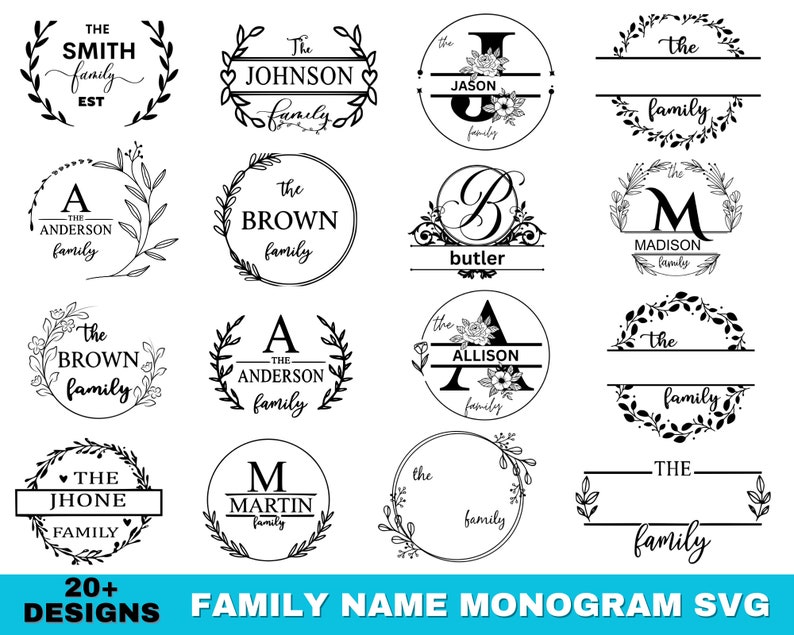 Family Name Monogram SVG Bundle, Monogram SVG, Split Monogram Svg ...
