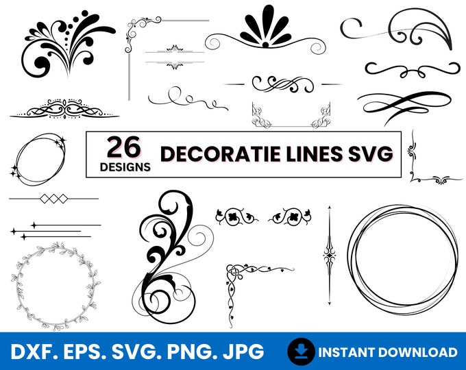 40 Decorative Elements Svg Bundle, Ornaments Svg, Flourishes Svg, Text ...