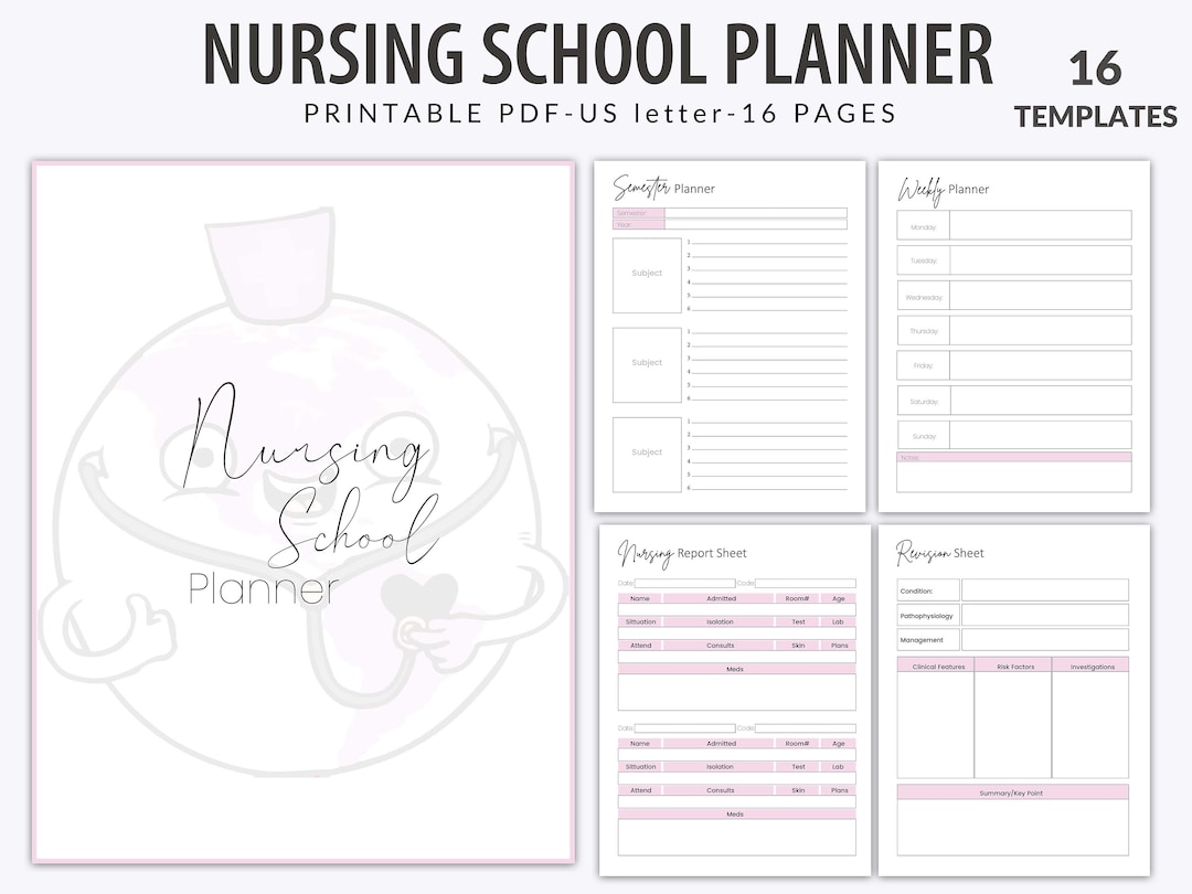 Nursing School Planner: Printable Student Nurse Organizer (PDF) - Etsy