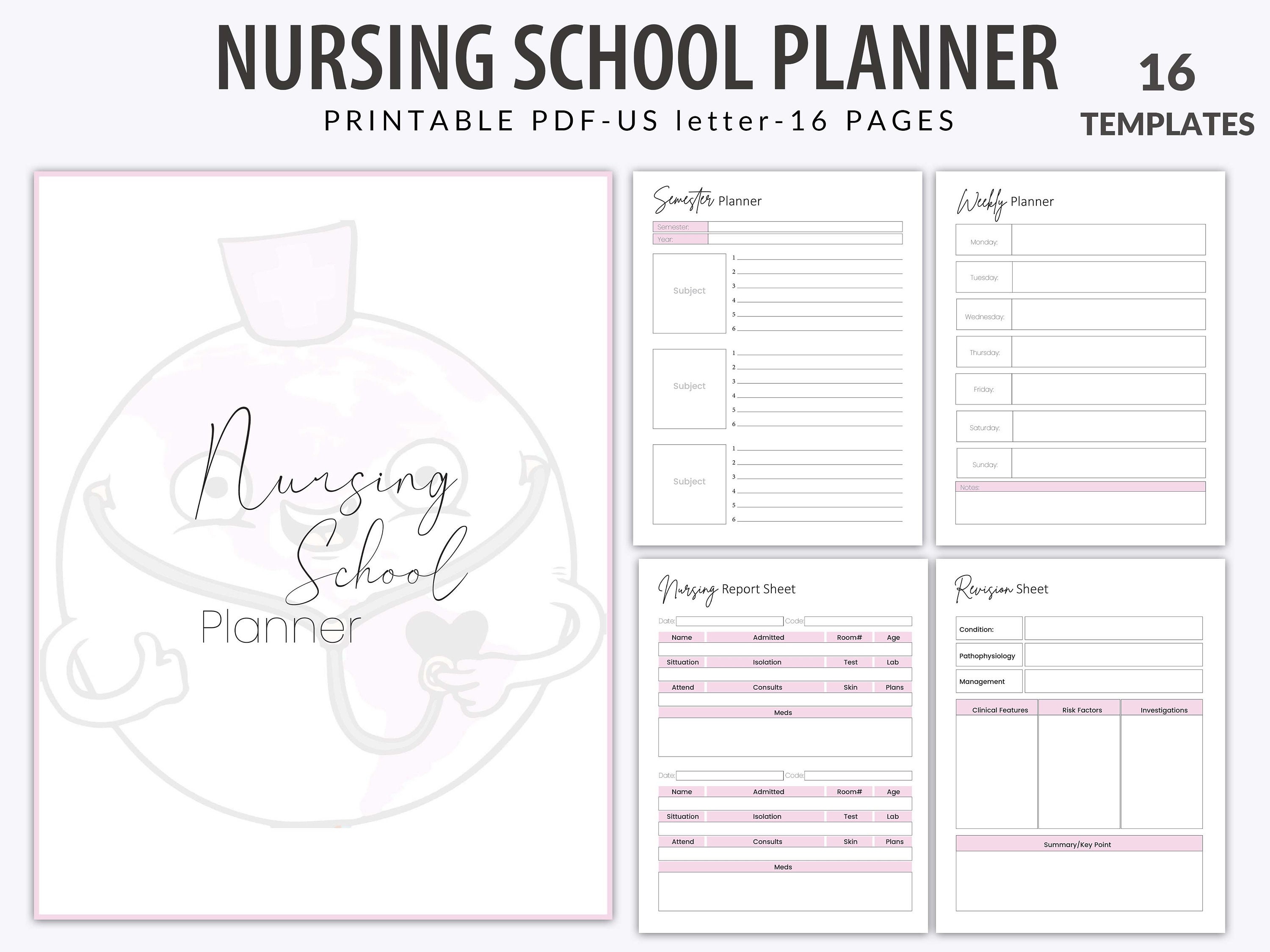 PRINTABLE Nursing Student Planner, Student Nurse, Medical Student ...
