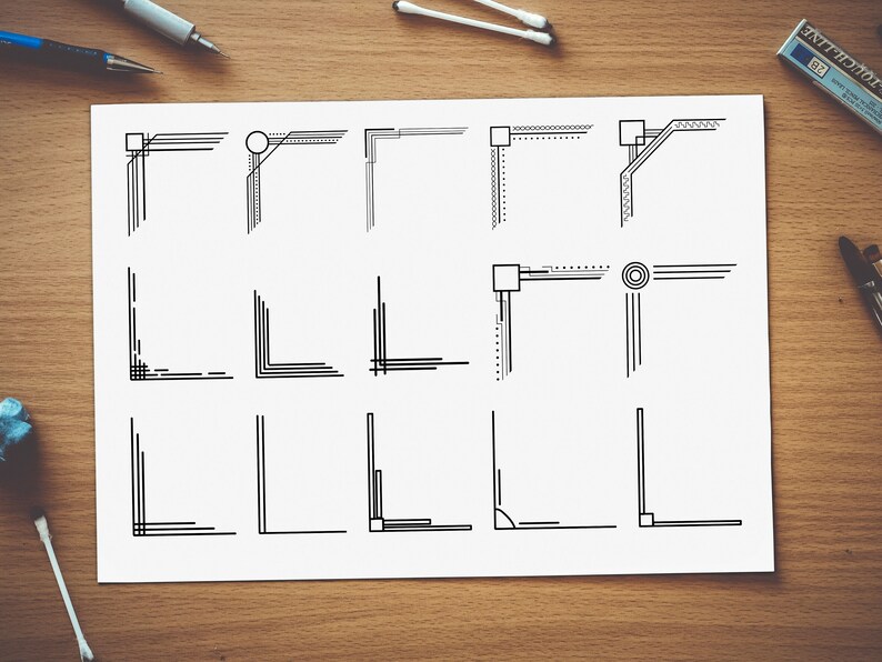 Art Deco Corner Frames SVG Bundle: Antique Border Clipart (digital ...