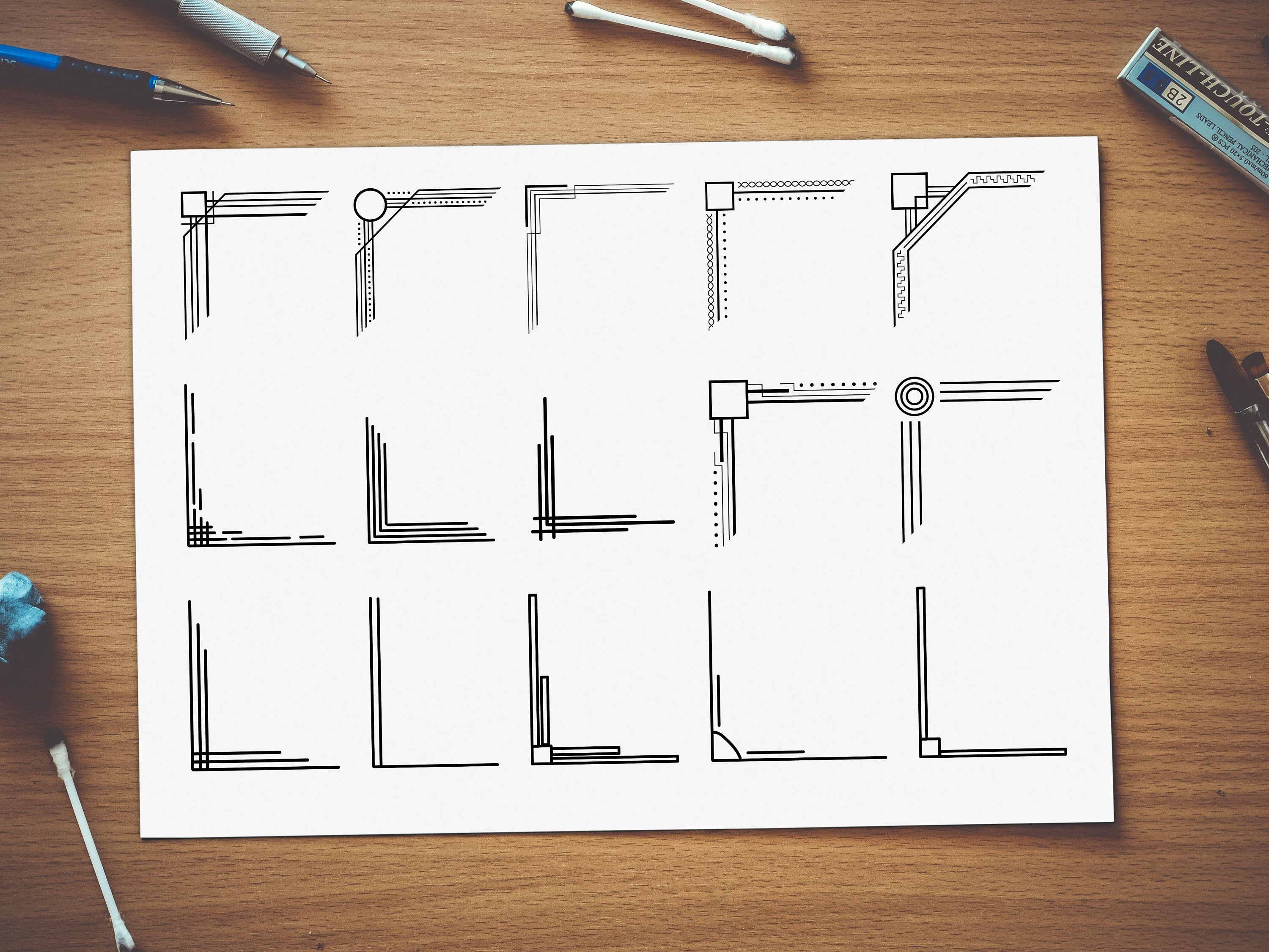 Art Deco Corner Frames SVG Bundle: Antique Border Clipart (digital ...